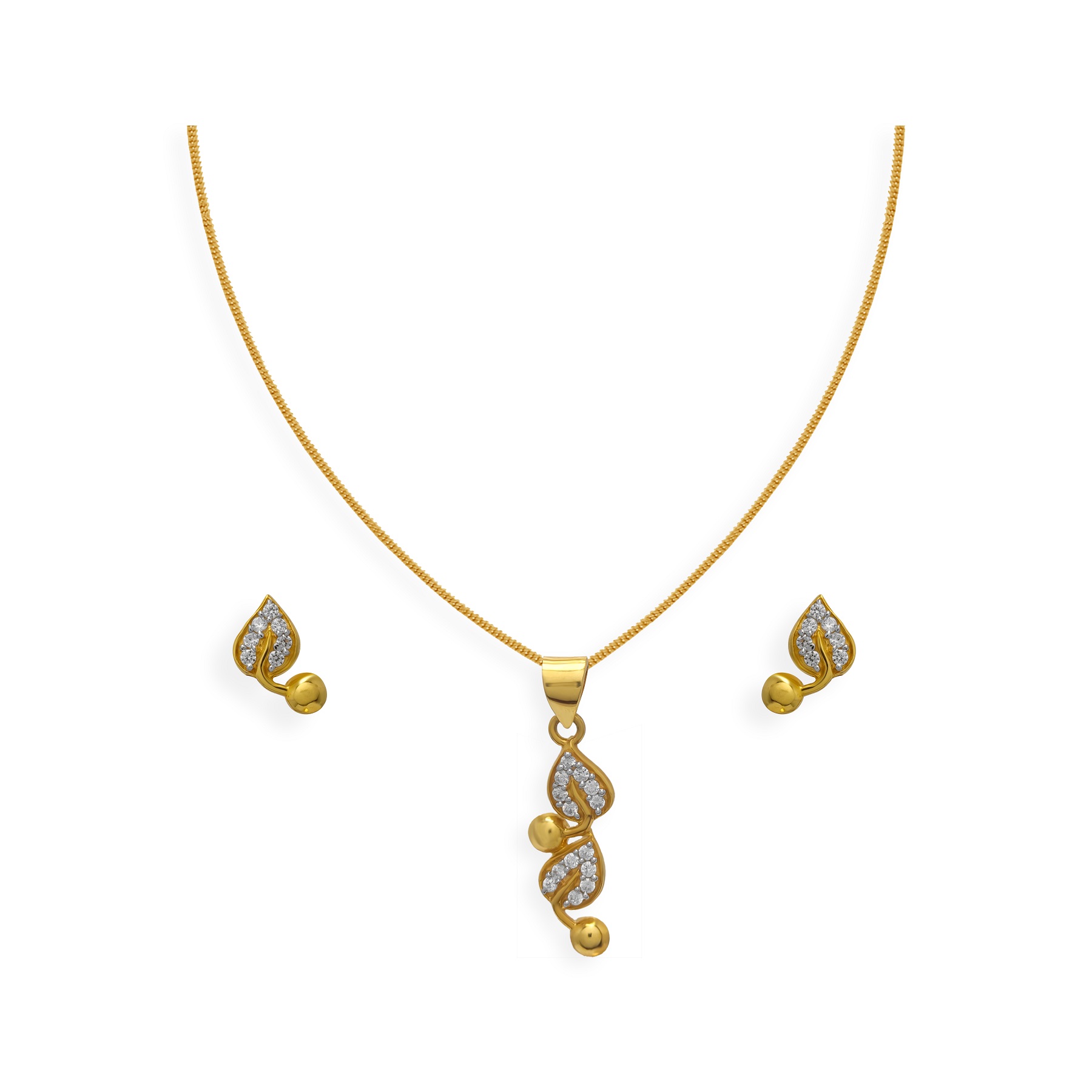 22K - Jewelry Set - Flower design with Zircon – Javeri Jewellery
